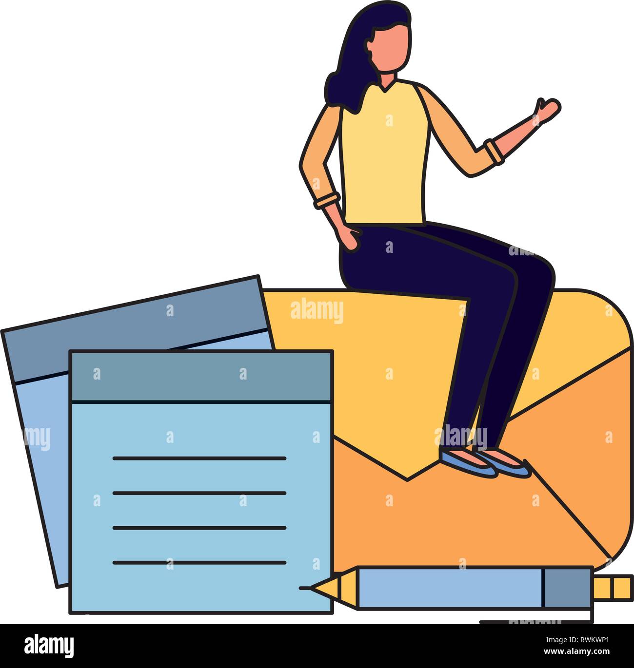 Woman office work email Stock Vector Images - Alamy