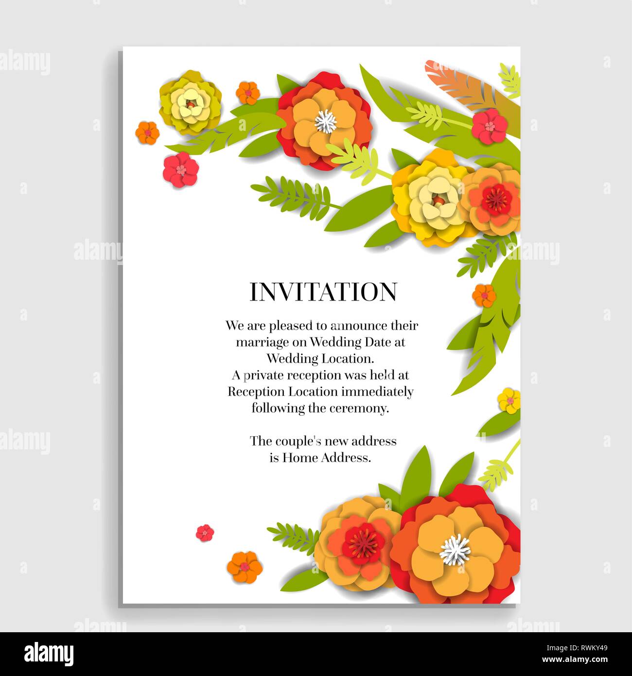 Flowers Card Invitation Modern Floral Seed Paper Wedding Card