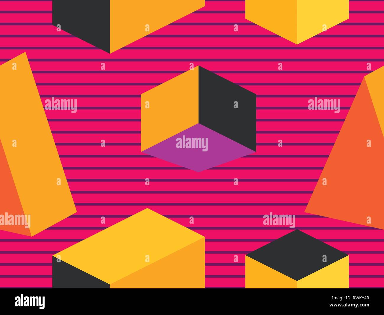 Geometric shapes in isometric style. Futuristic seamless pattern ...