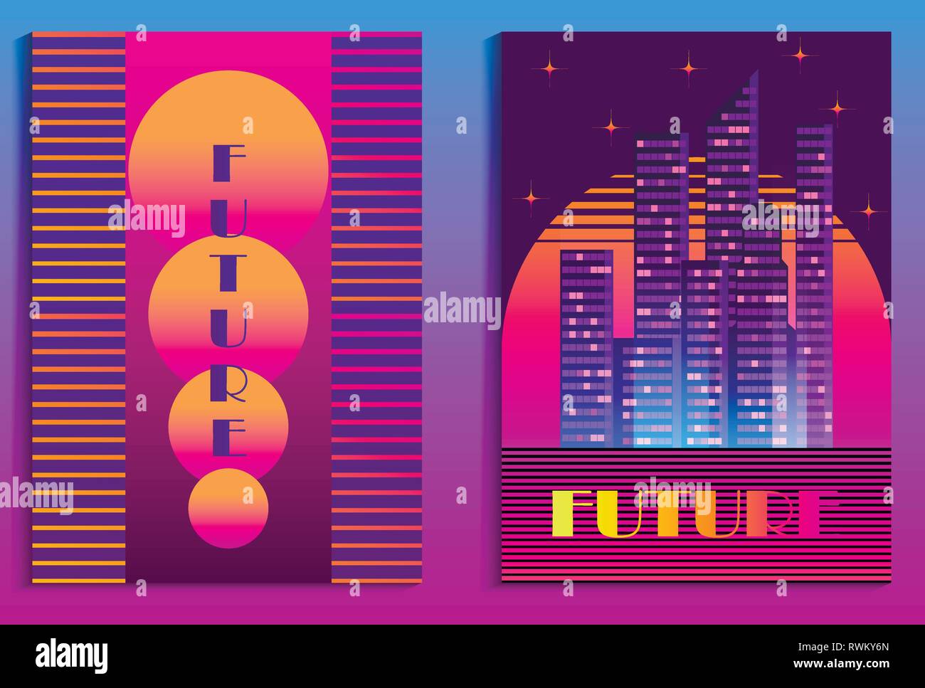 Cityscape poster in futurism style. Night city of skyscrapers ...