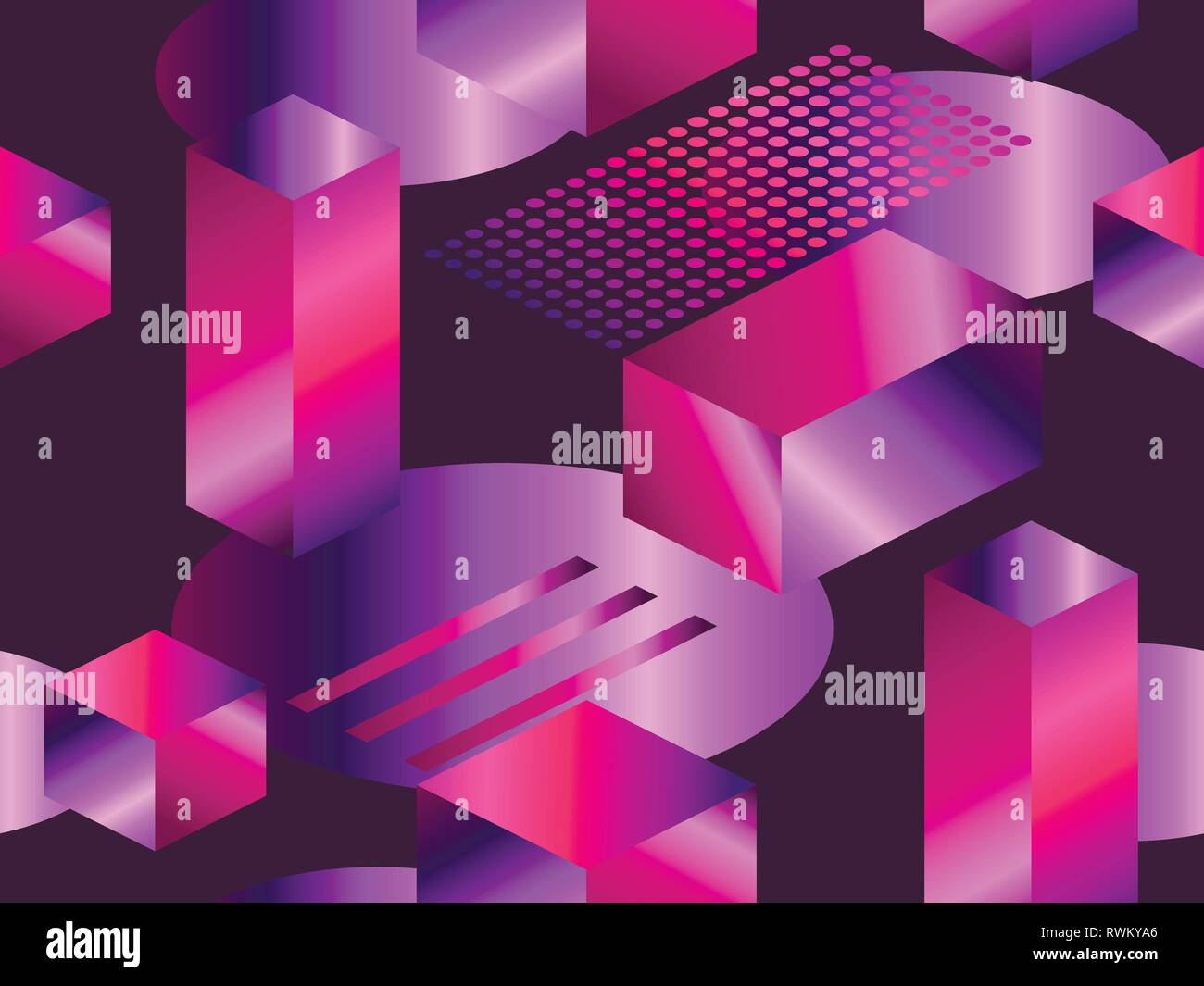 Geometric shapes in isometric style with gradient. Futuristic seamless ...