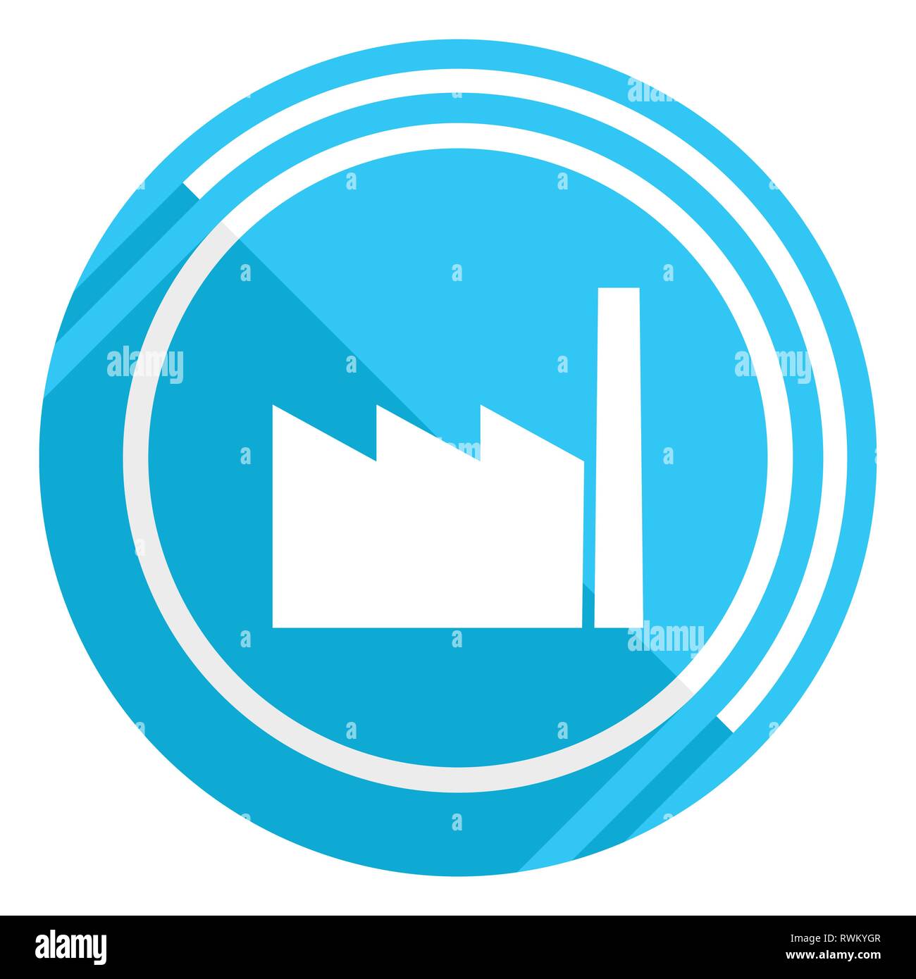 Factory flat design blue web icon, easy to edit vector illustration for ...