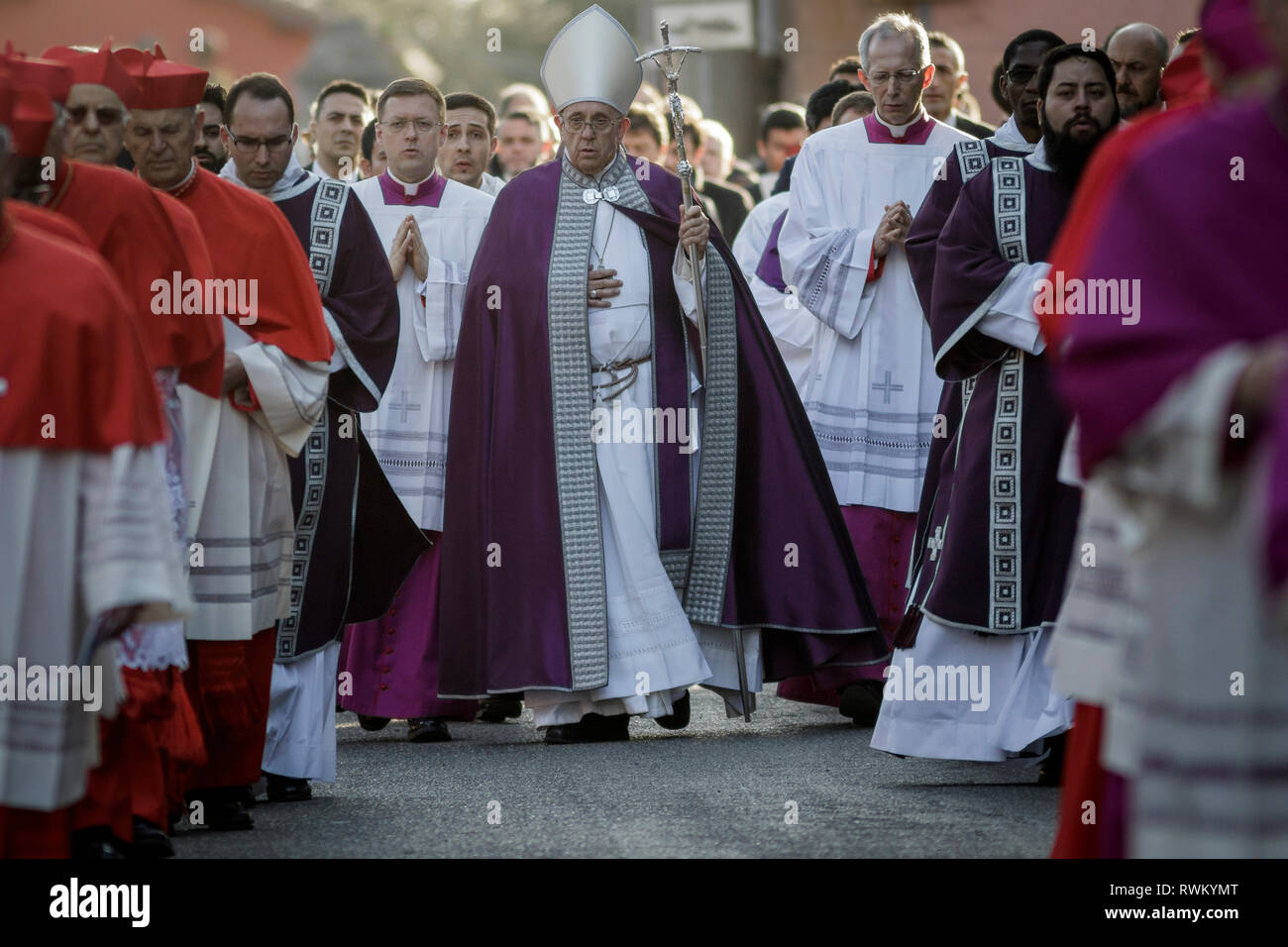 Pope Francis seen walking during a procession from Saint Anselmo ...