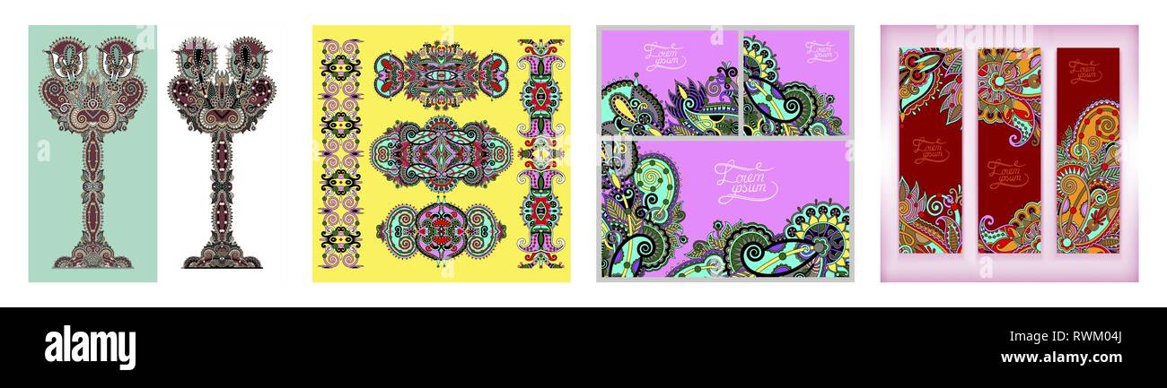 set of decorative flower template banner, card Stock Vector Image & Art ...