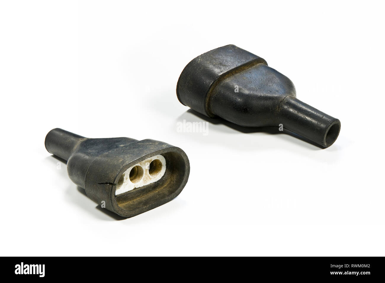 Detail of an old european power plug on white background Stock Photo ...