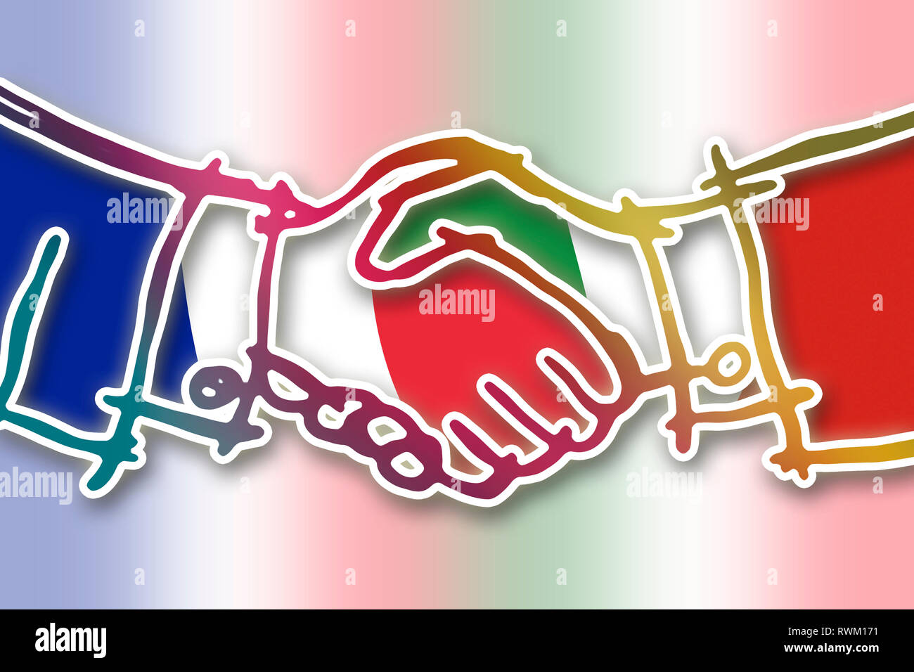 Flags handshake italy hi-res stock photography and images - Alamy