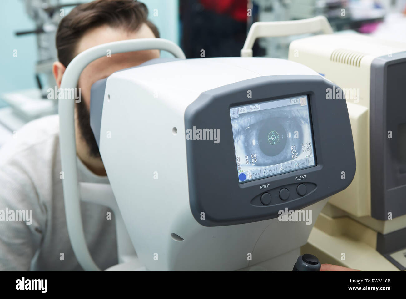 Modern ophthalmology clinic. Tools for checking the eye vision and eye ...