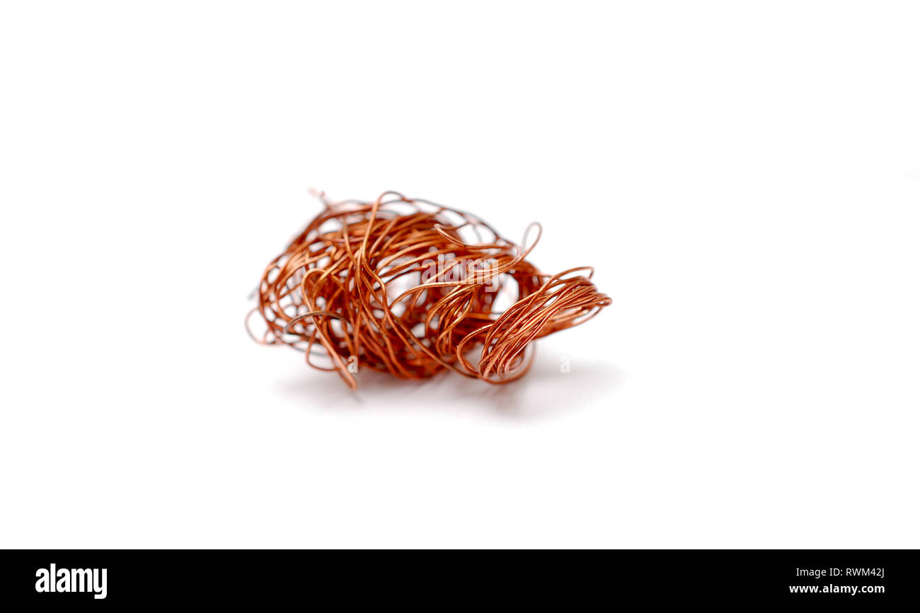 copper wire on a white background image Stock Photo - Alamy