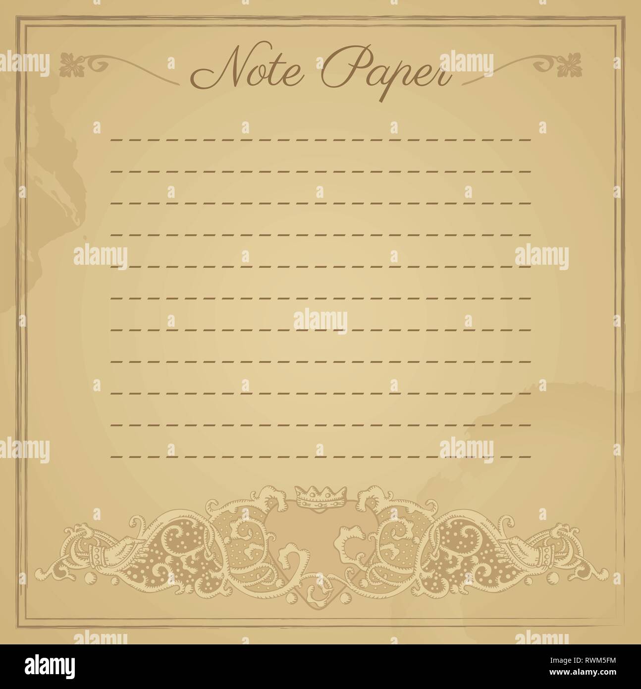 medieval ornament scratch paper design, notes and reminder Stock Vector ...