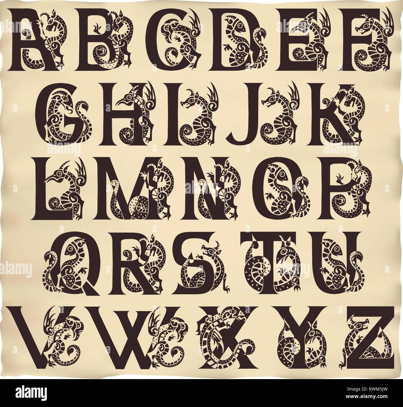 Gothic capital Stock Vector Images - Alamy