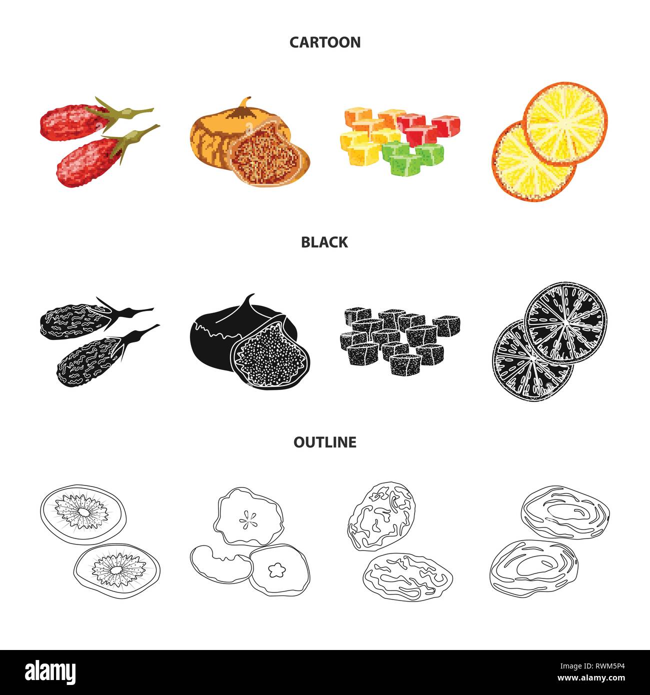 Vector design of food and raw symbol. Collection of food and nature ...