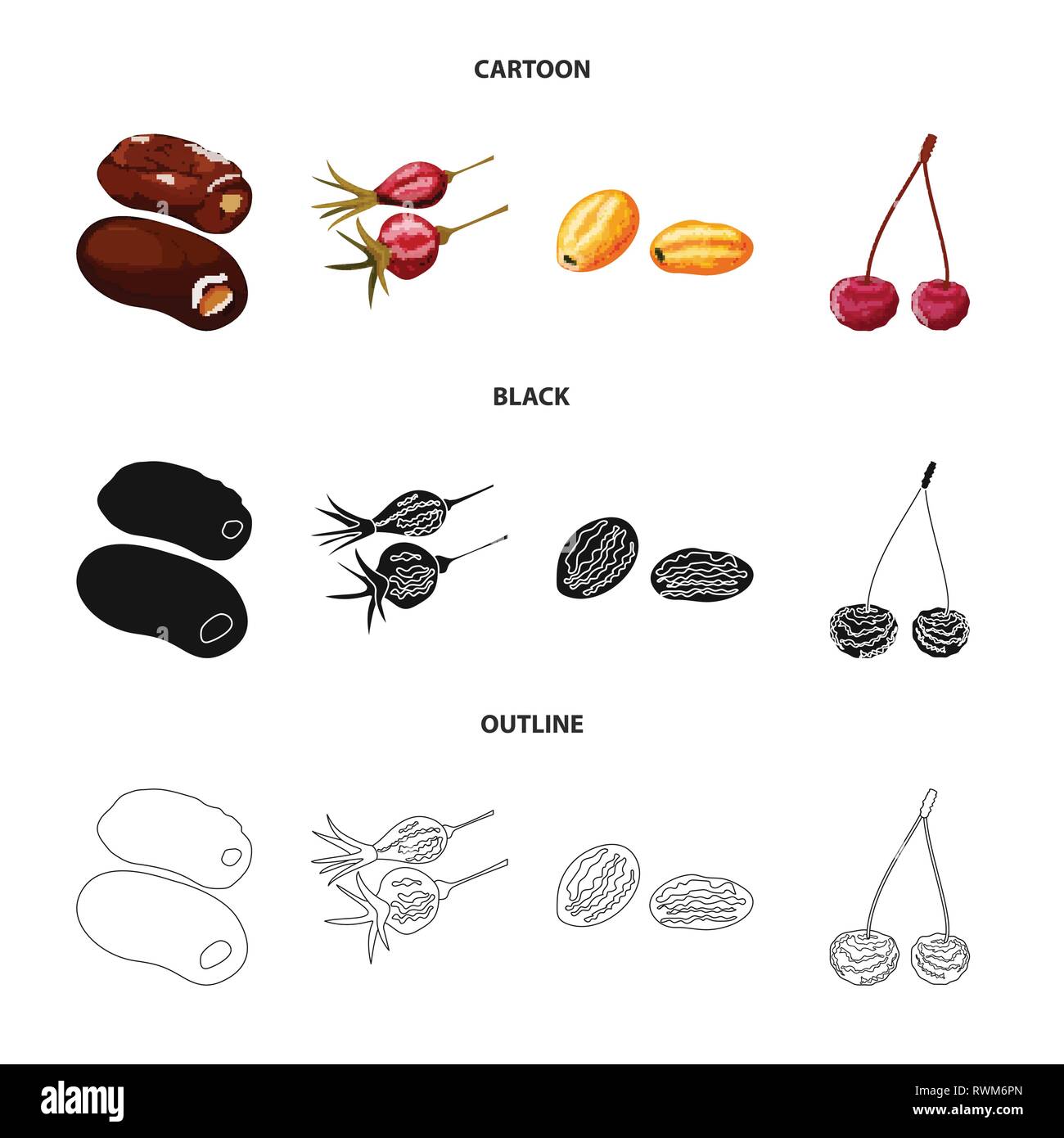 Vector illustration of food and raw logo. Collection of food and nature ...