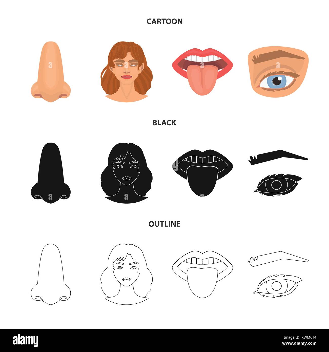 Isolated object of body and part sign. Collection of body and anatomy ...