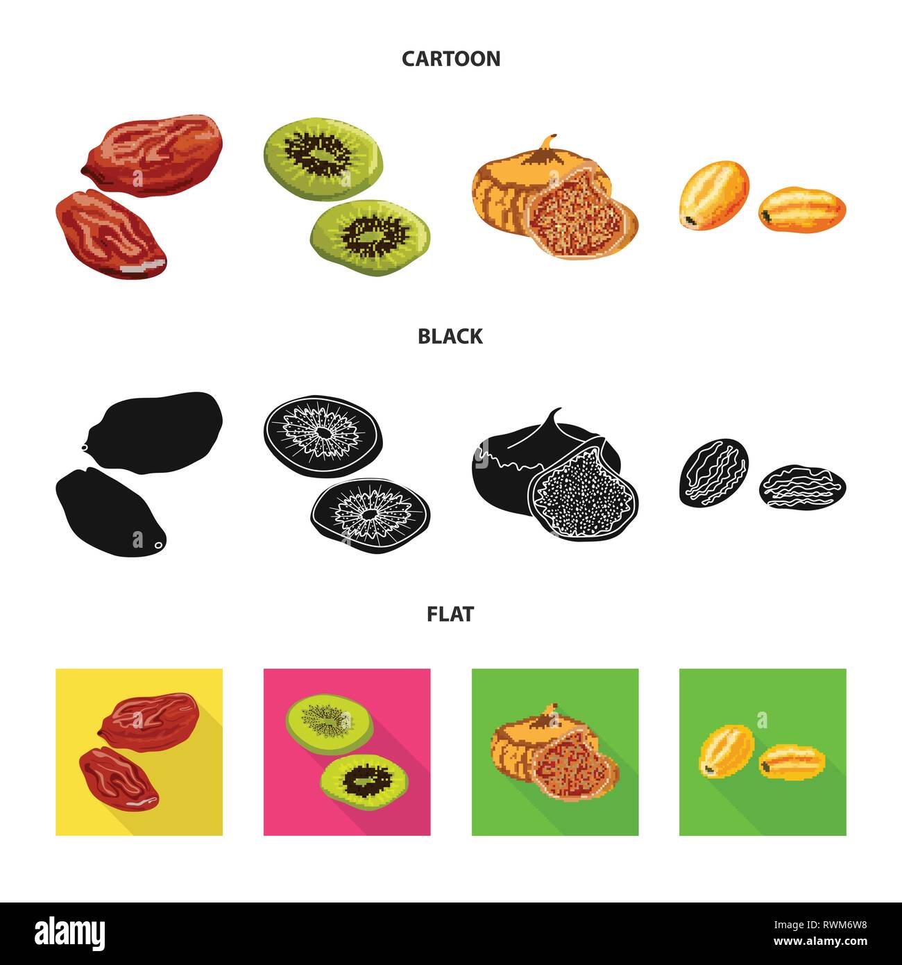 Vector illustration of food and raw sign. Set of food and nature vector ...