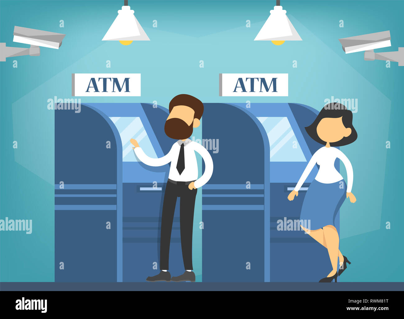 People in bank waiting in queue. Payment and other financial operations ...