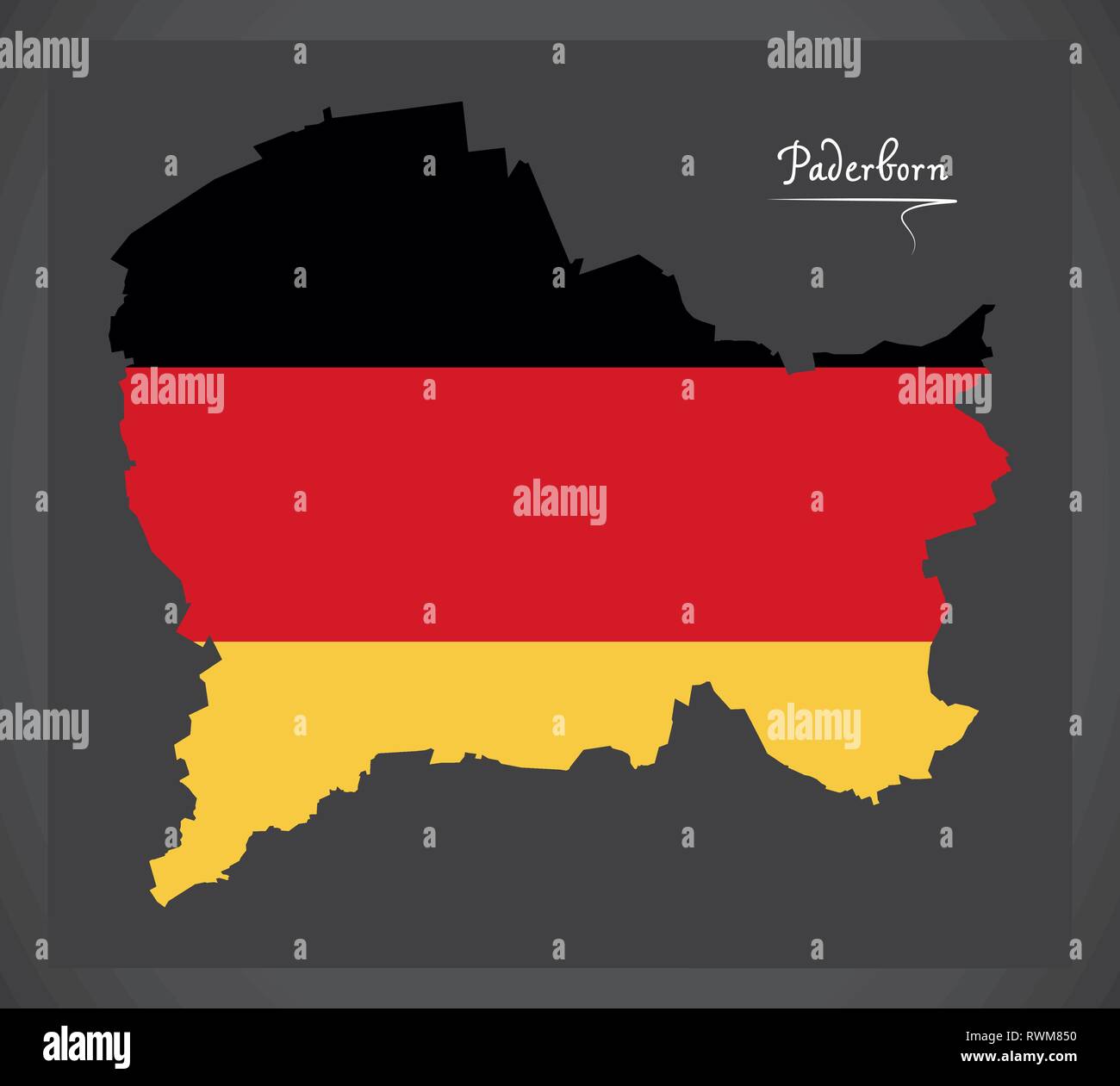 Paderborn City map with German national flag illustration Stock Vector ...