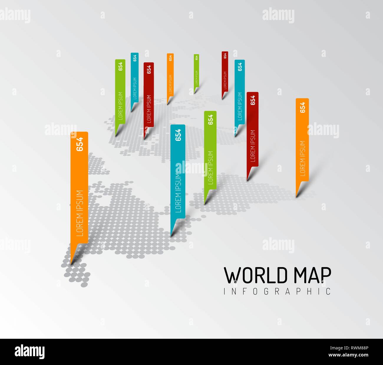 Light World map infographic template with pointer marks Stock Vector Image & Art - Alamy
