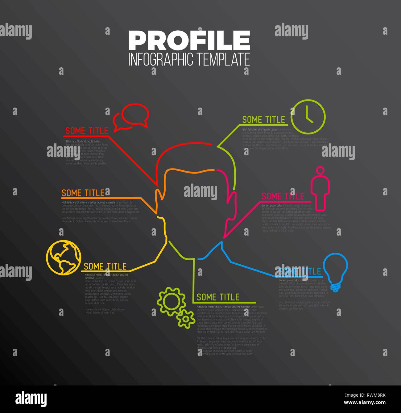 Vector Infographic profile / user template made from lines and icons ...