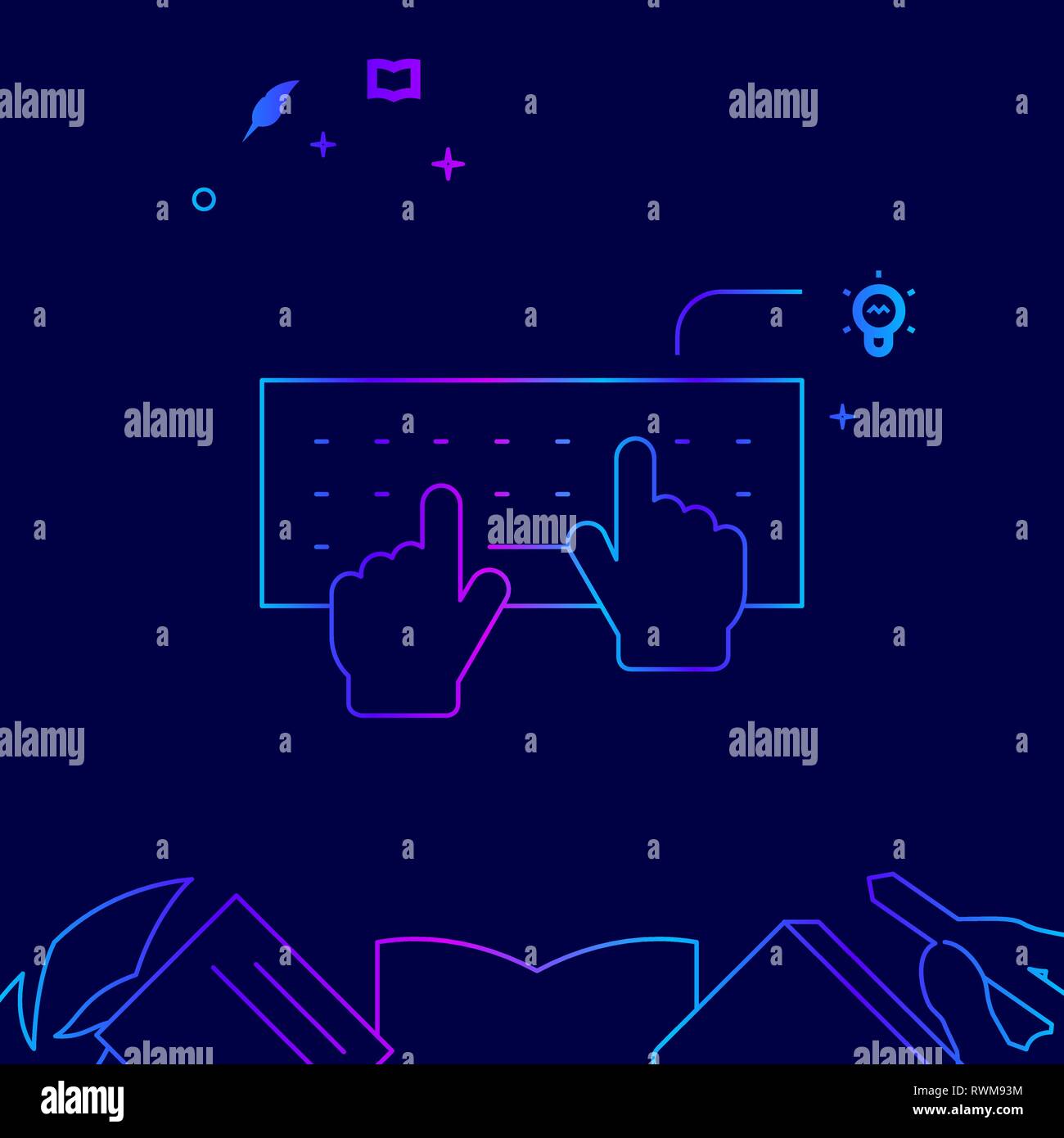 Hands Typing on Keyboard Vector Line Illustration. Writing, Authors ...