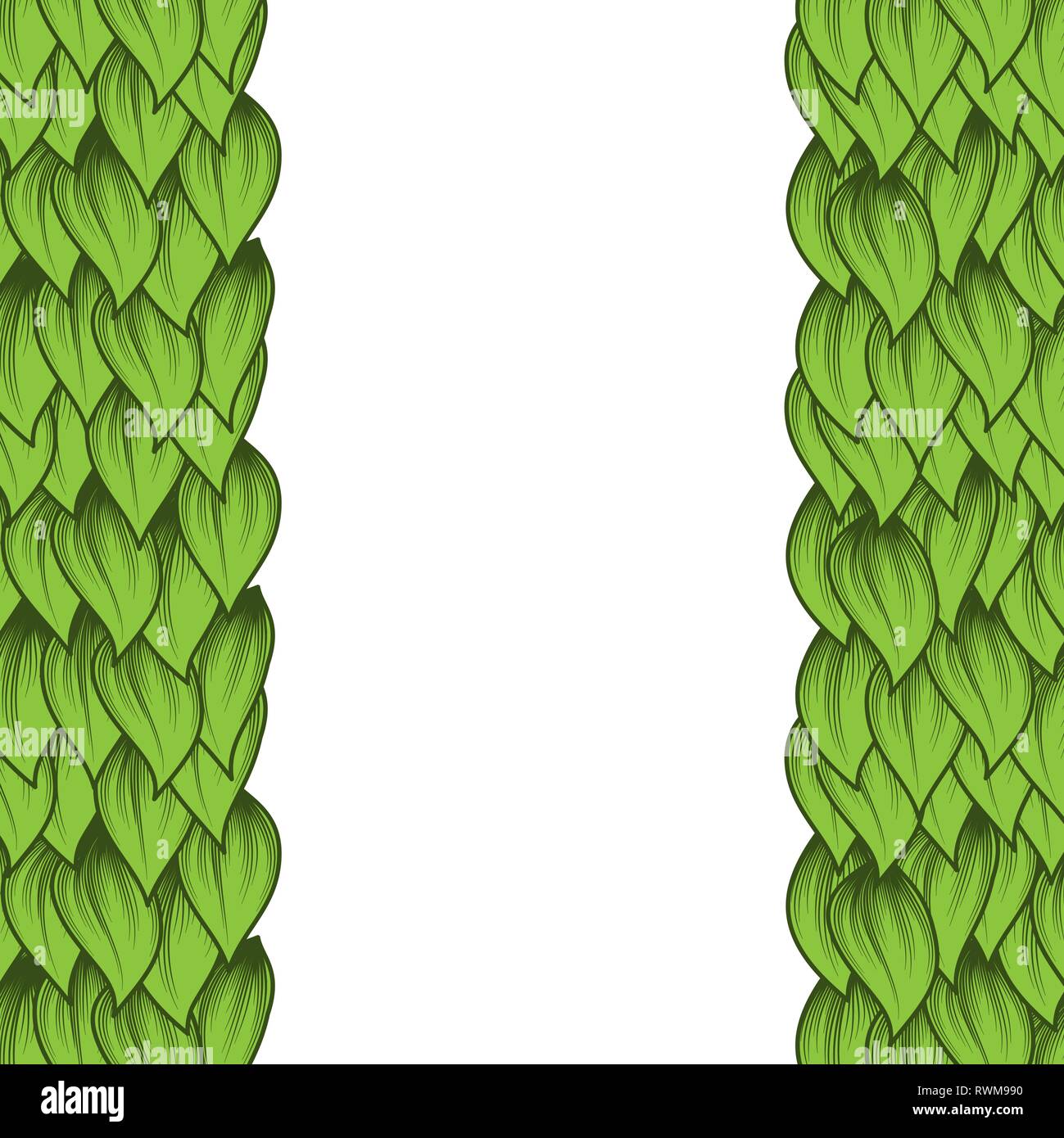 Vertical green leaves frame background with white wallpaper Stock ...