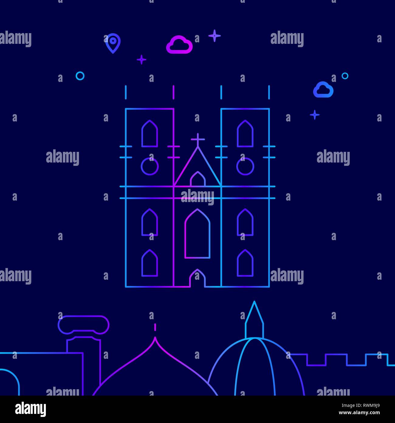 Westminster Abbey, London Vector Line Illustration. Historical ...