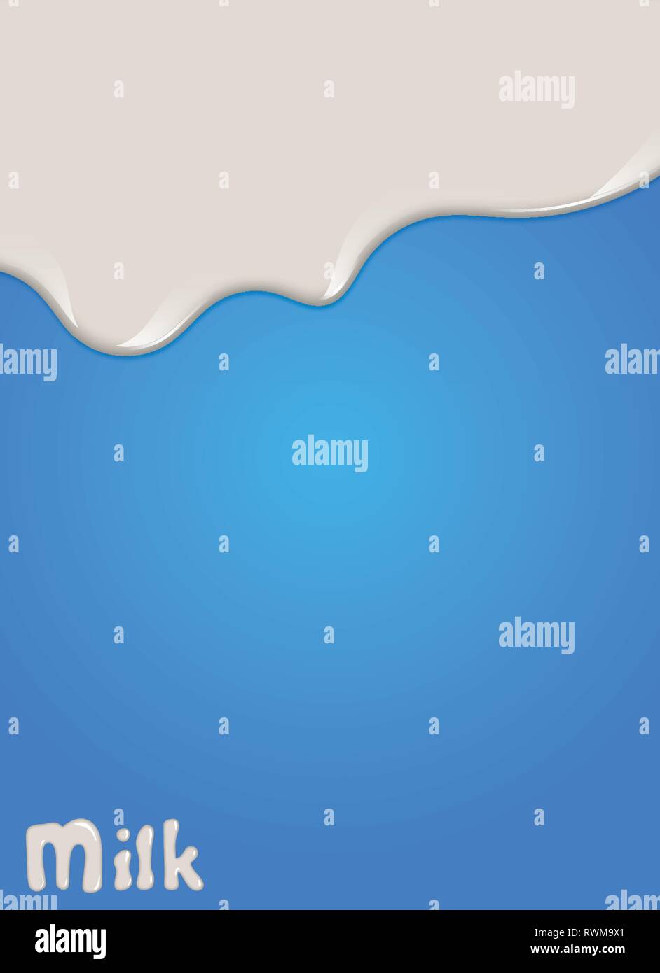 Realistic milk drop, splashes, liquid isolated on blue background ...