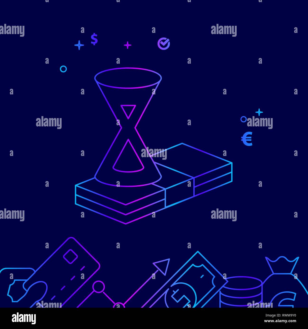 Term Deposit Vector Line Illustration. Money Related Gradient Icon ...