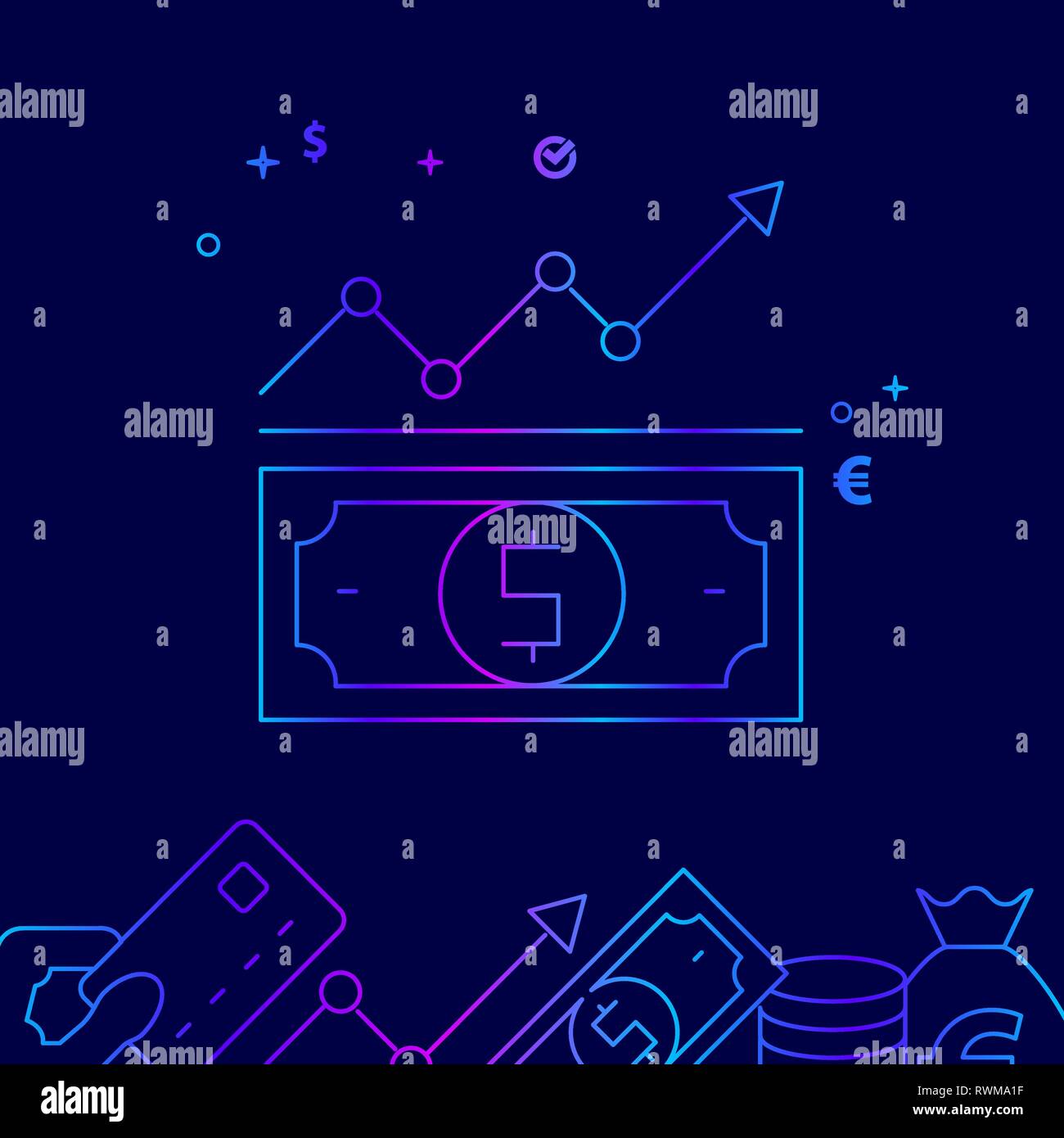 Dollar Rate Vector Line Illustration. Money Related Gradient Icon ...