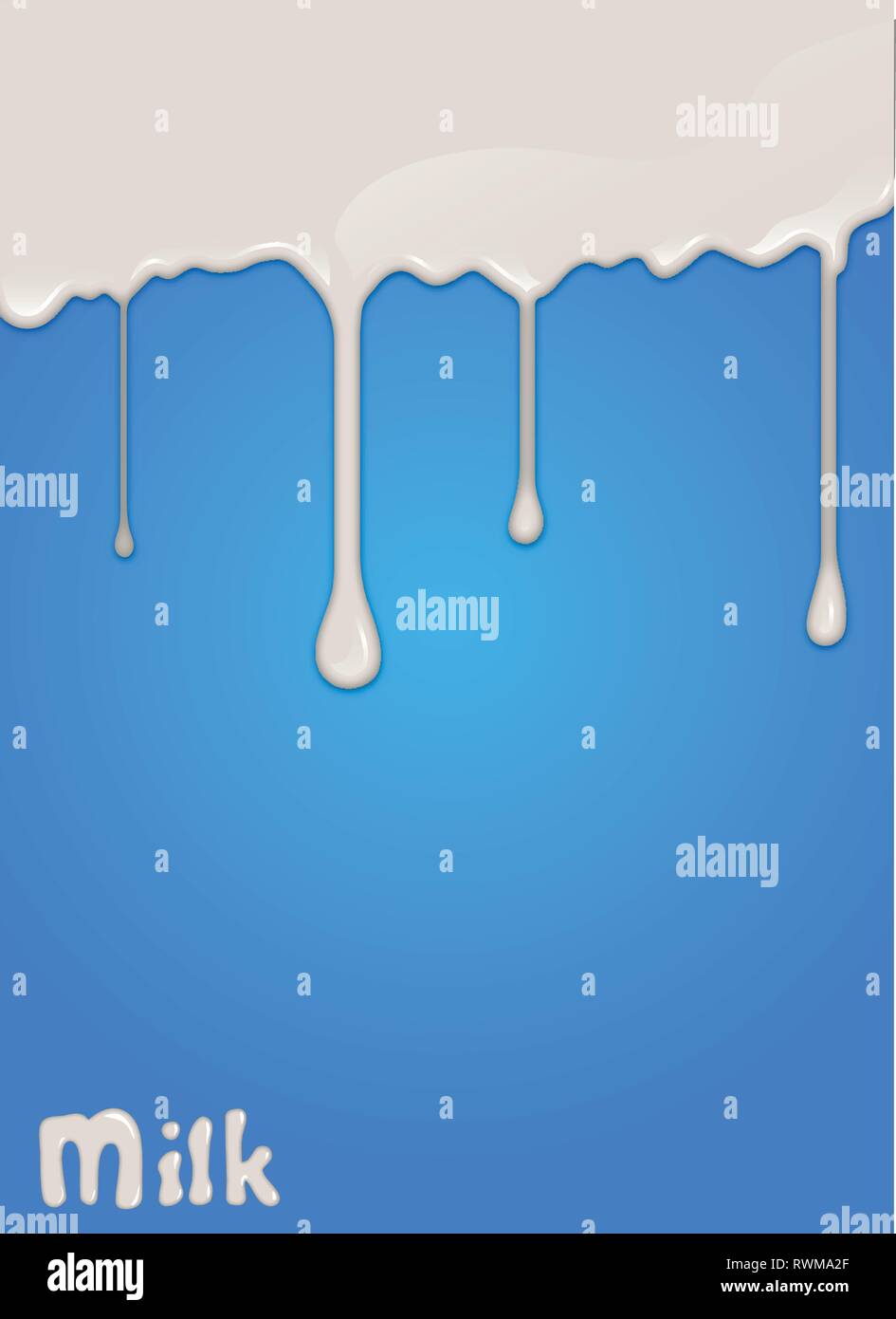 Realistic milk drop, splashes, liquid isolated on blue background ...