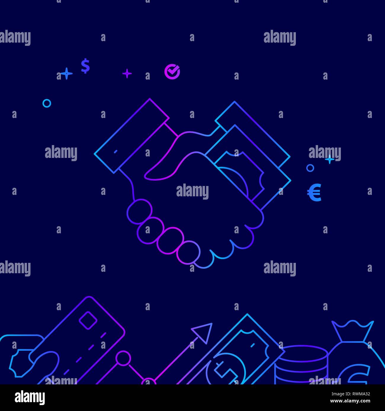 Bribe, Transfer of Money, Handshake Vector Line Illustration. Money ...