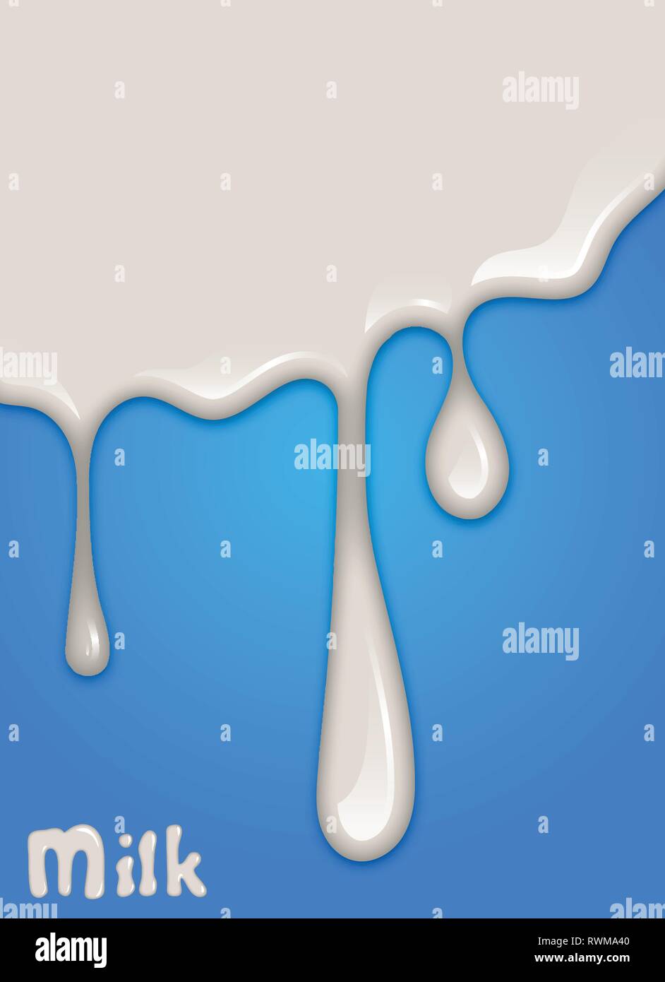 Realistic milk drop, splashes, liquid isolated on blue background ...