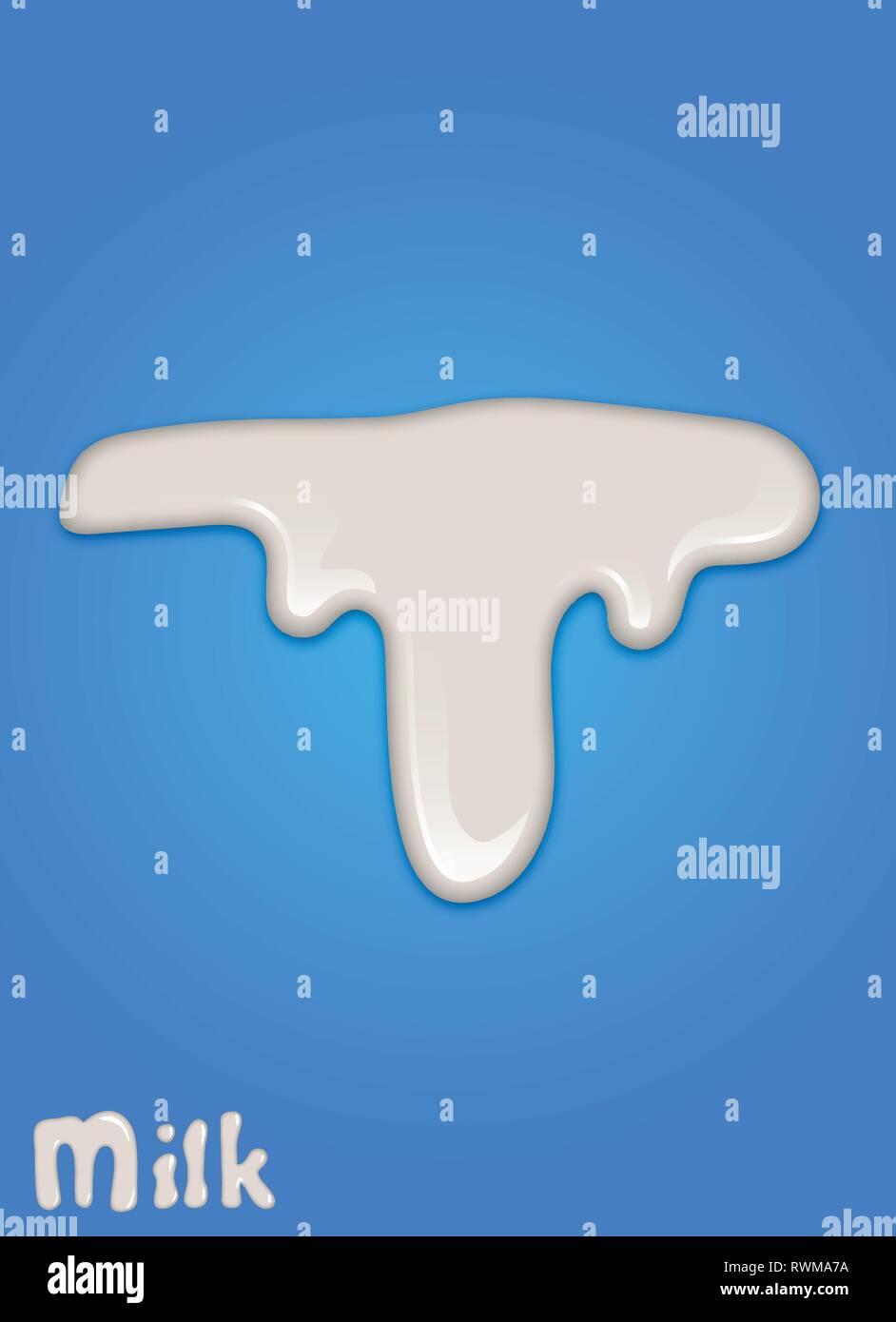 Realistic milk drop, splashes, liquid isolated on blue background ...
