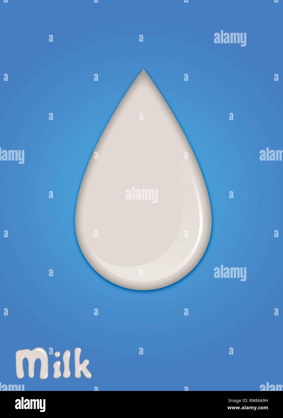 Realistic milk drop, splashes, liquid isolated on blue background ...