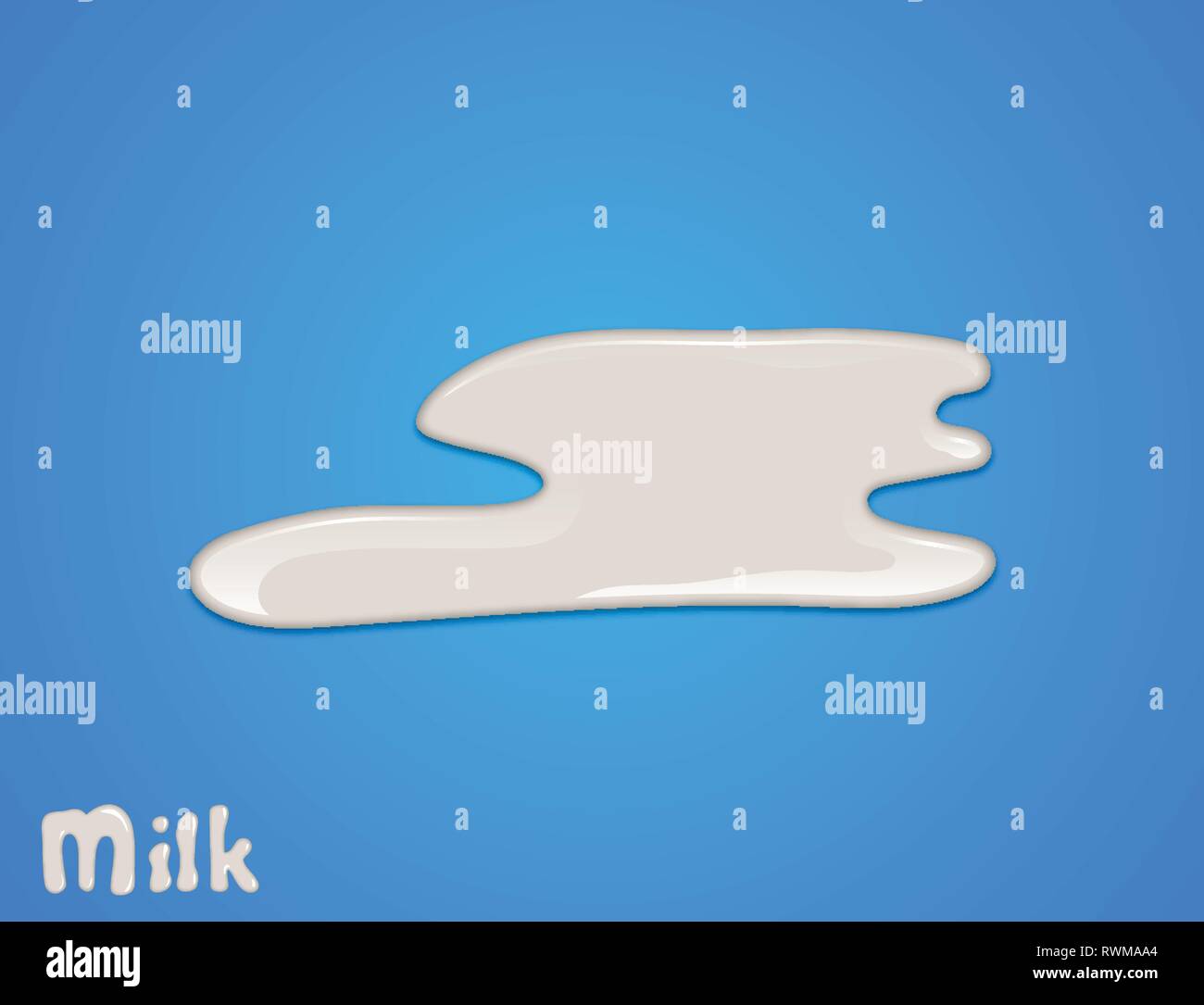 Realistic milk drop, splashes, liquid isolated on blue background ...