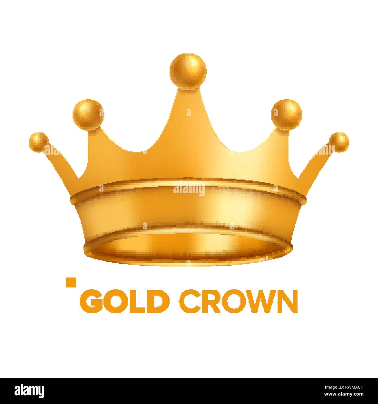 Gold Crown Vector. Nobility Baroque Object. Isolated Realistic ...