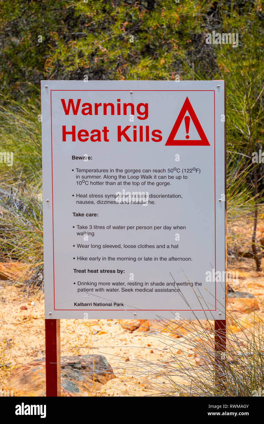 Warning Heat Kills sign warning about the extreme heat in Australian ...