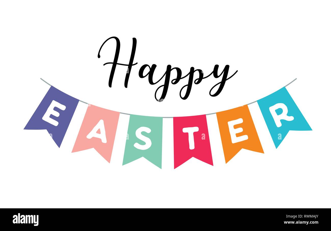 Happy Easter vector illustration, banner and poster template Stock ...