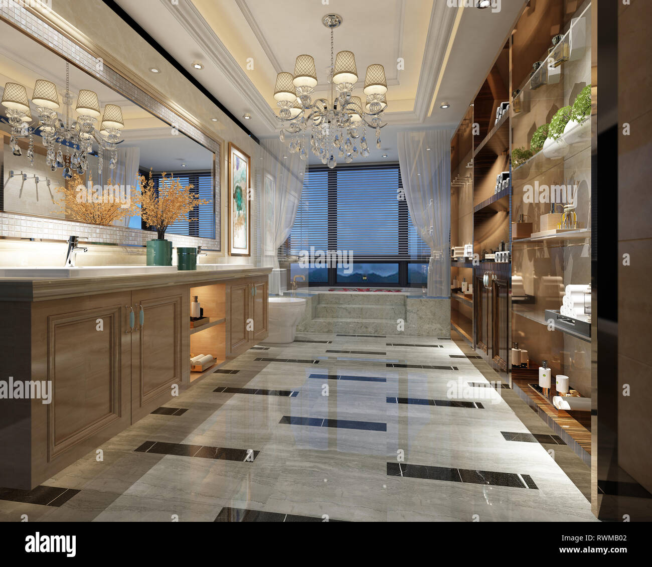 3d render luxury bathroom Stock Photo - Alamy