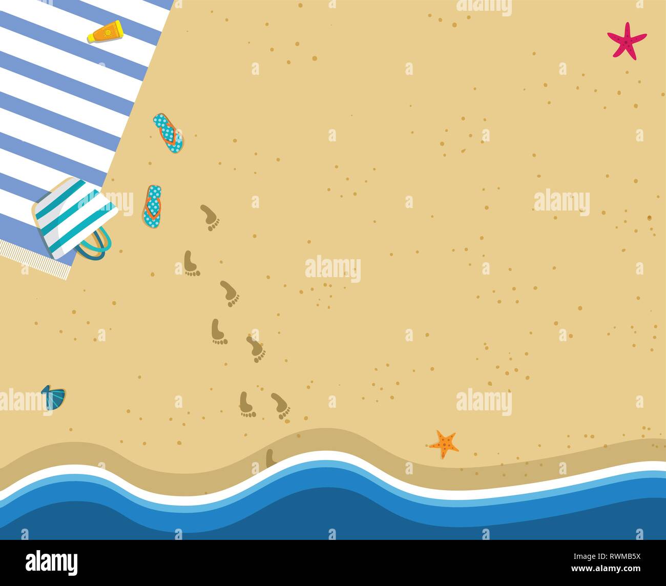 Sea Wave and Sand Beach Square Banner with Copy Space. Top View. Ocean ...