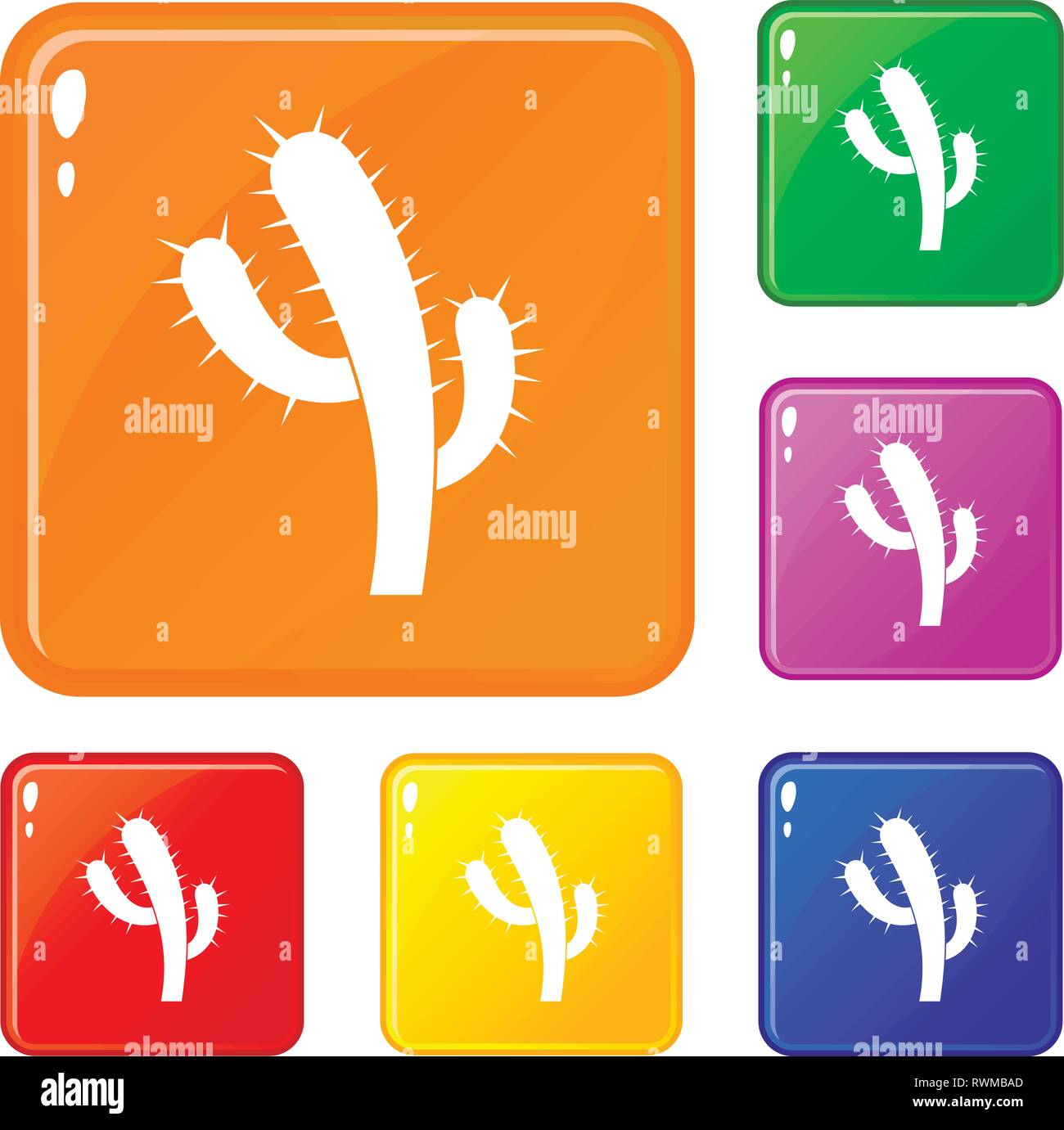 Cactus icons set vector color Stock Vector Image & Art - Alamy