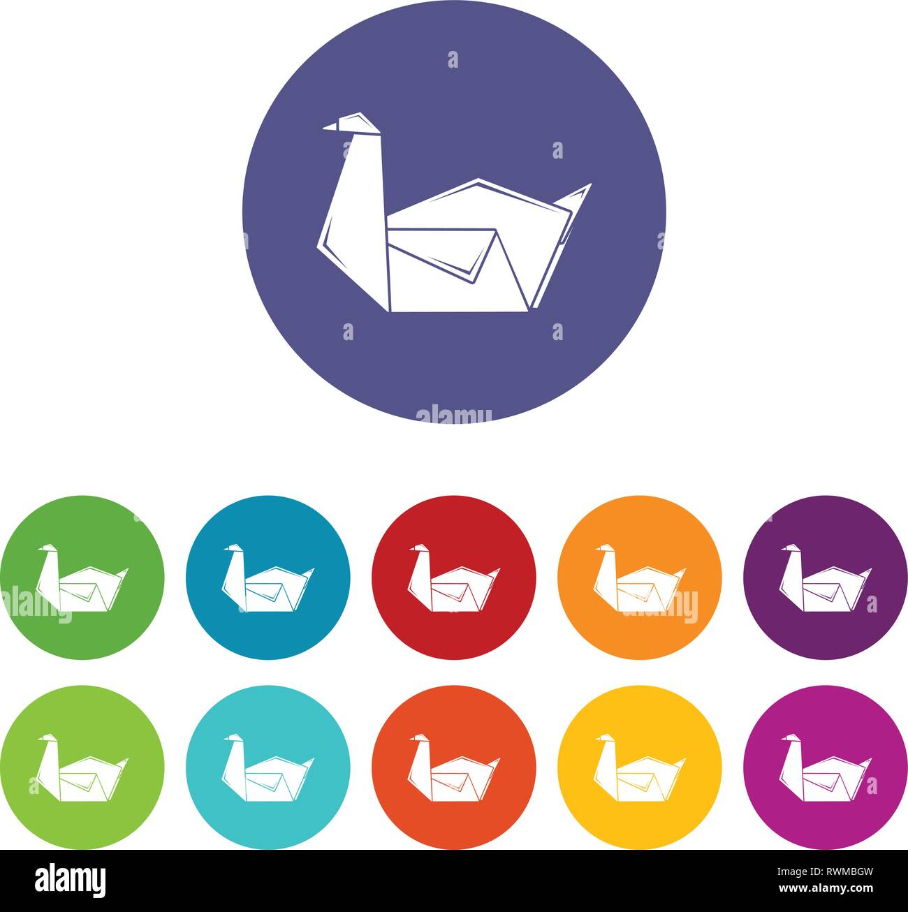 Origami swan icons set vector color Stock Vector Image & Art - Alamy