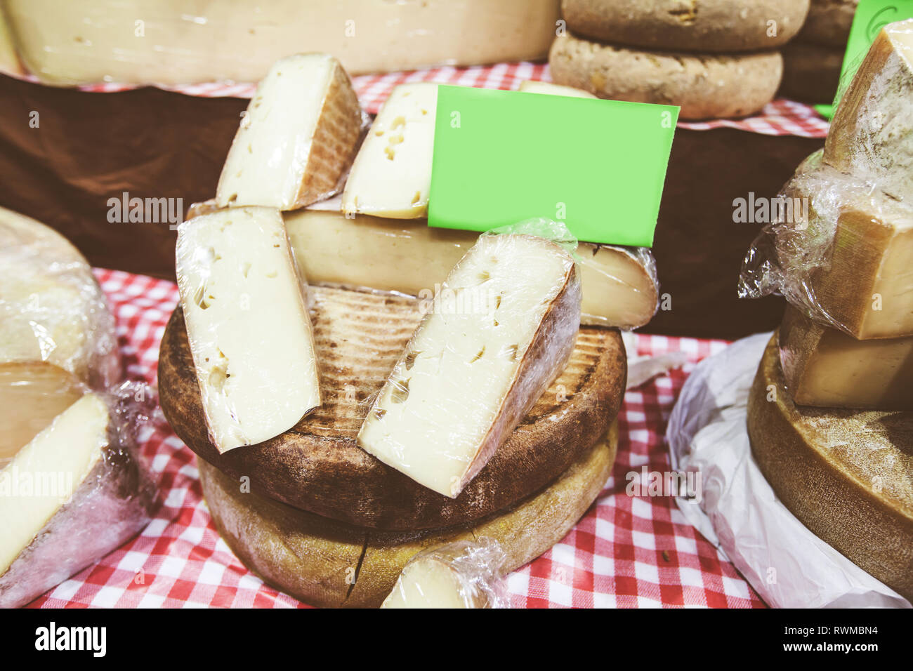 assortment of handmade traditional french cheese for sale at farmer ...
