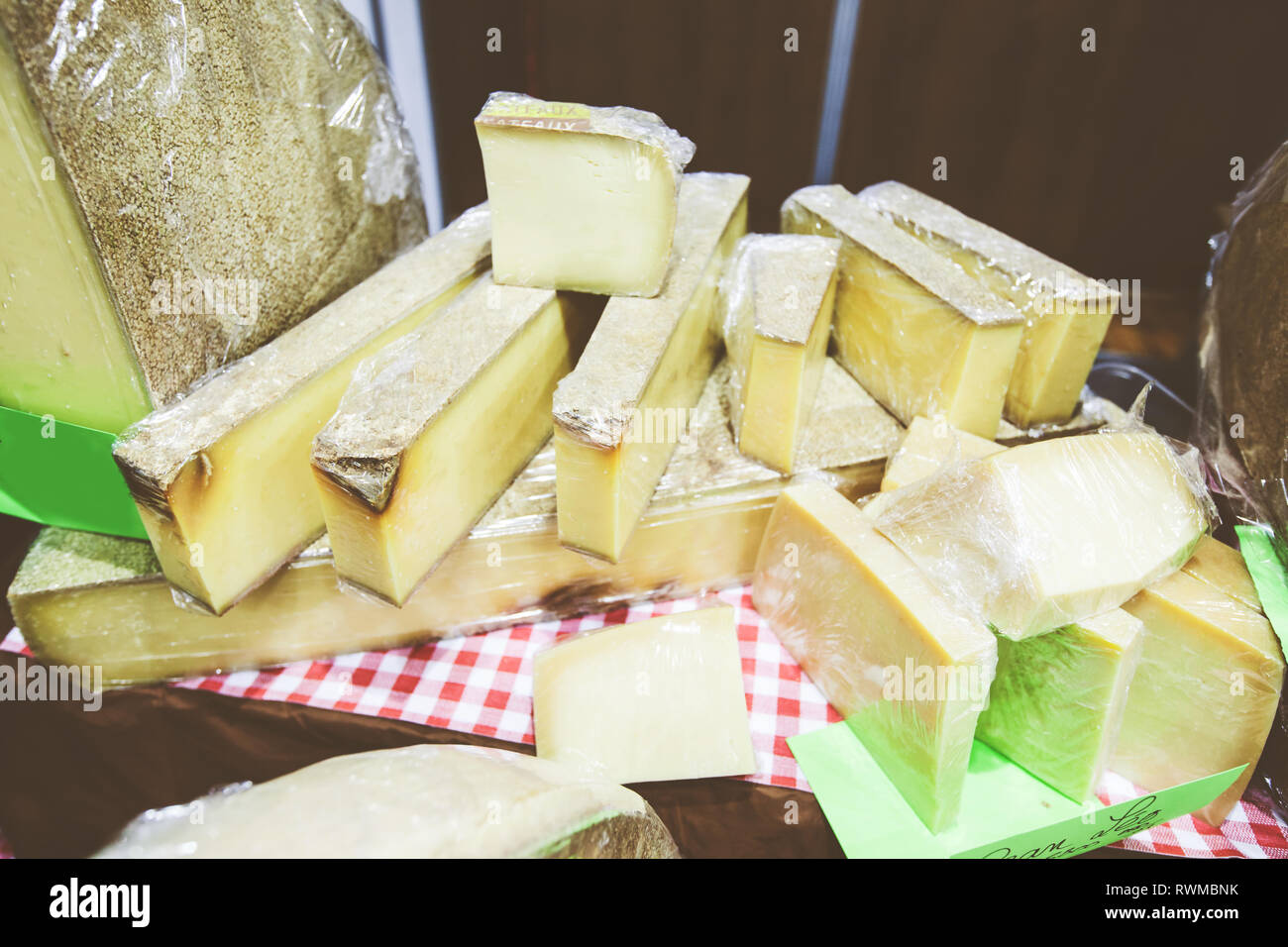 assortment of handmade traditional french cheese for sale at farmer ...