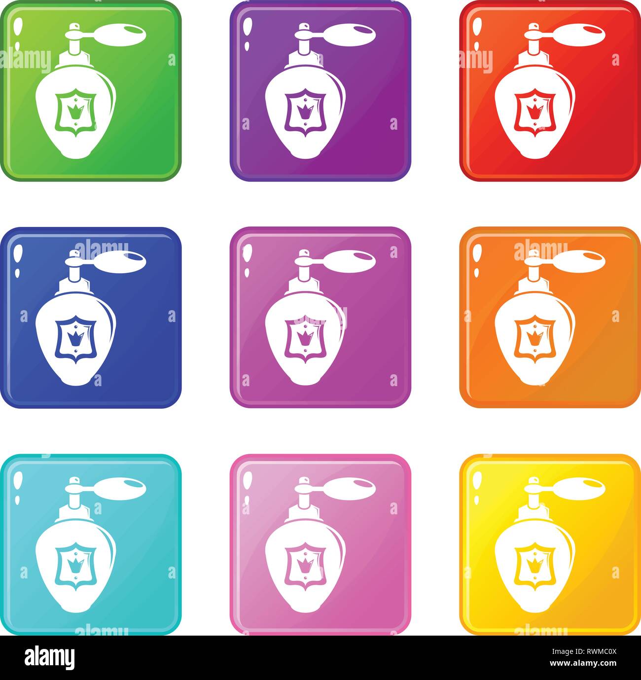 Perfume icons set 9 color collection Stock Vector Image & Art - Alamy