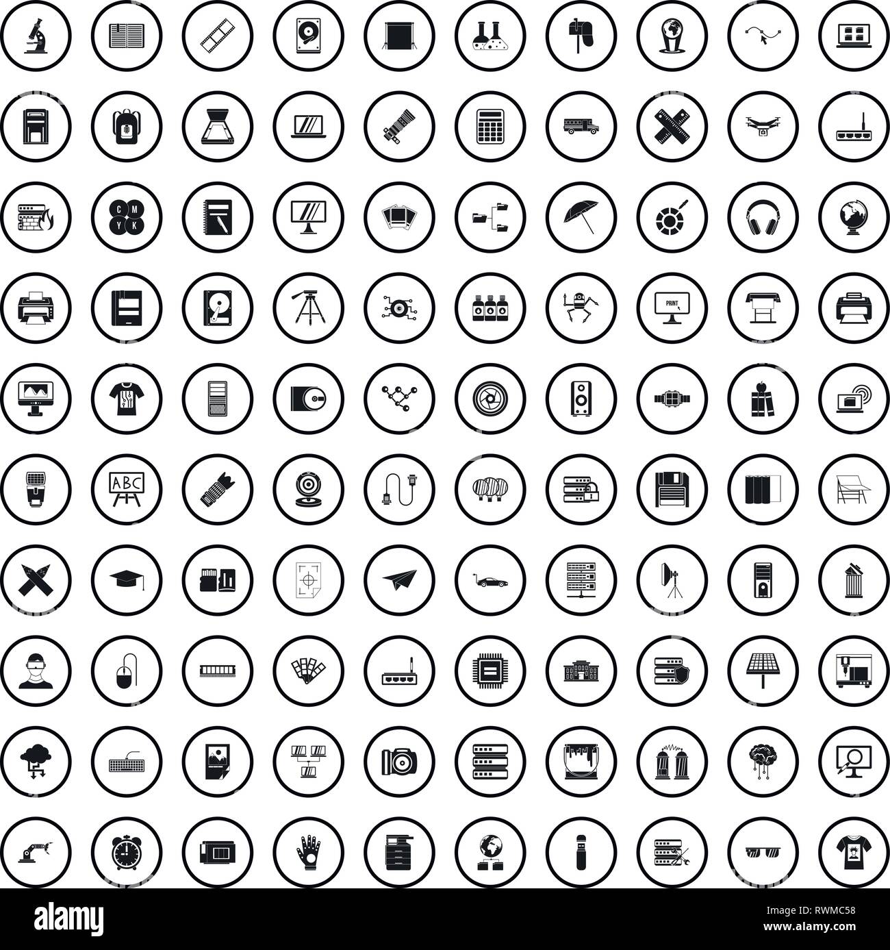 100 printer icons set, simple style Stock Vector Image & Art - Alamy