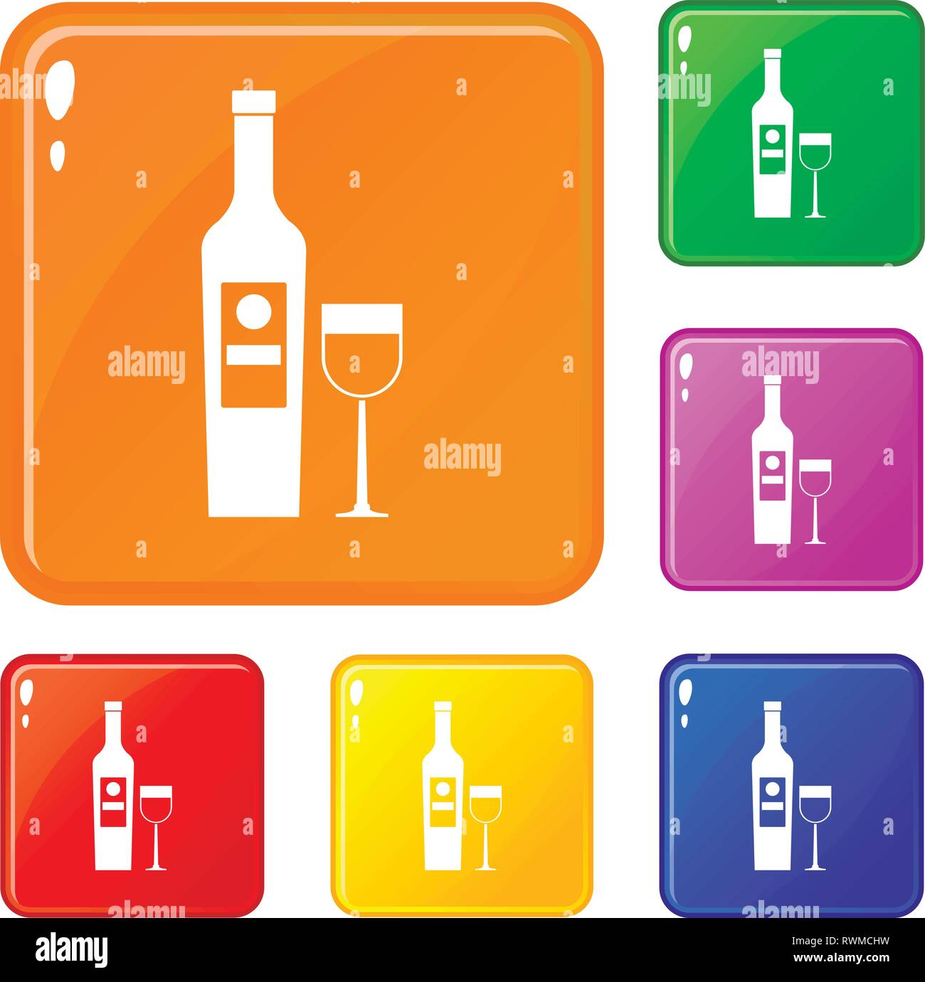Wine icons set vector color Stock Vector Image & Art - Alamy