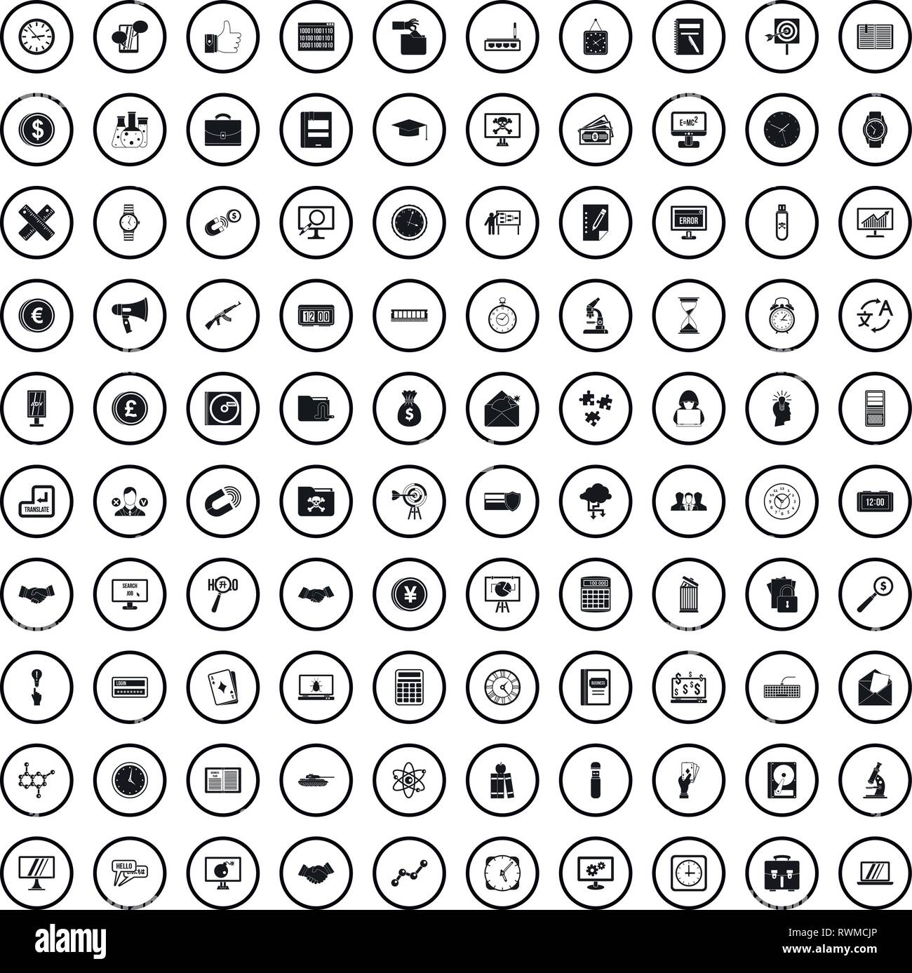 100 problem solving icons set, simple style Stock Vector Image & Art ...