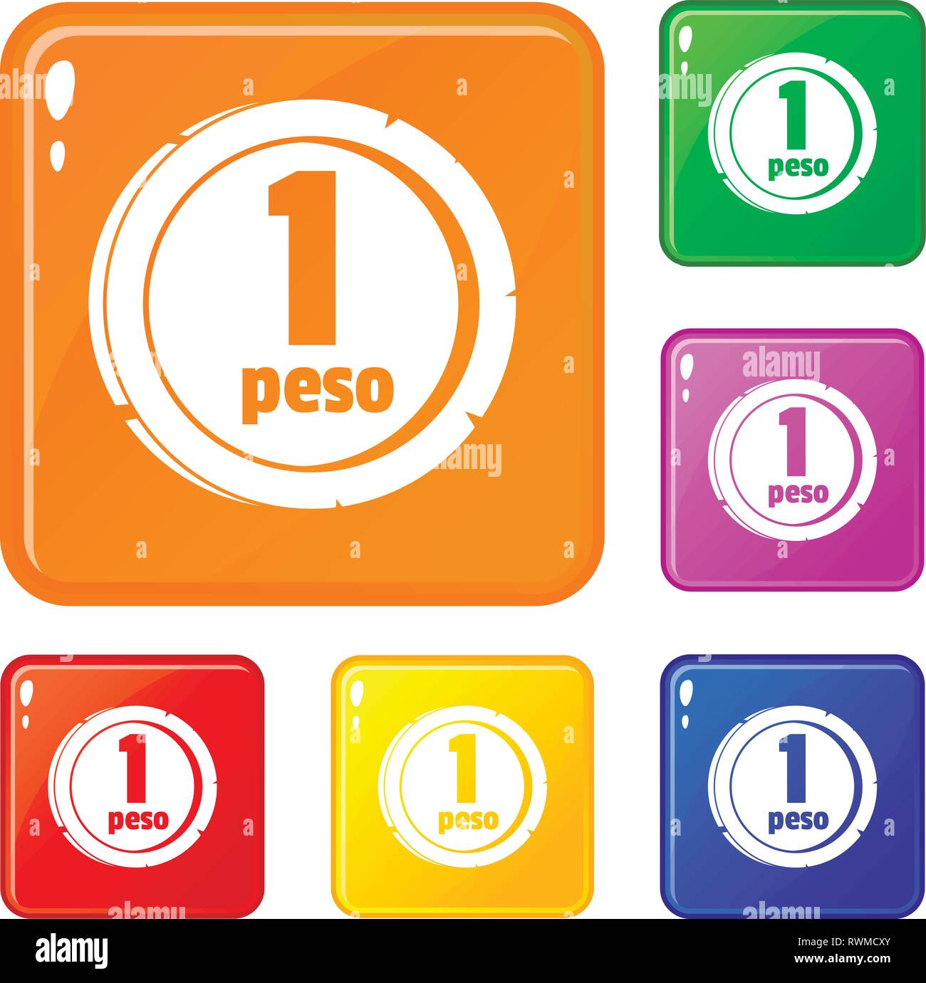 Peso icons set vector color Stock Vector Image & Art - Alamy