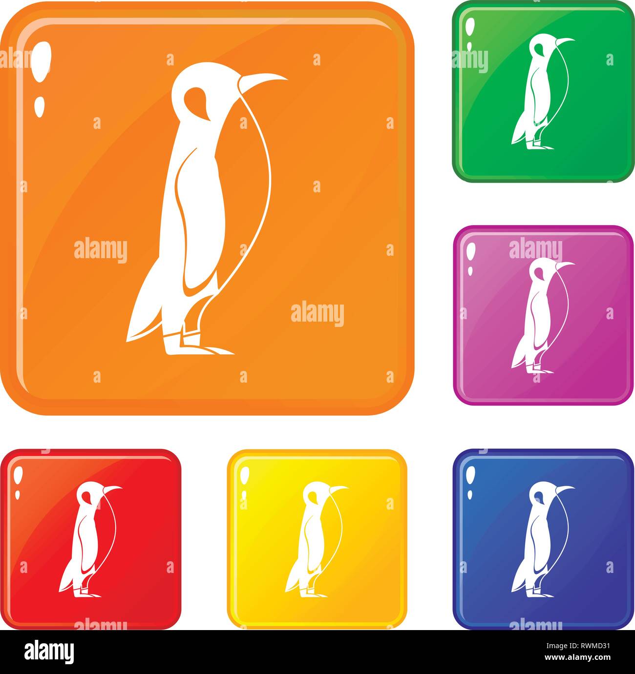 Penguin icons set vector color Stock Vector Image & Art - Alamy