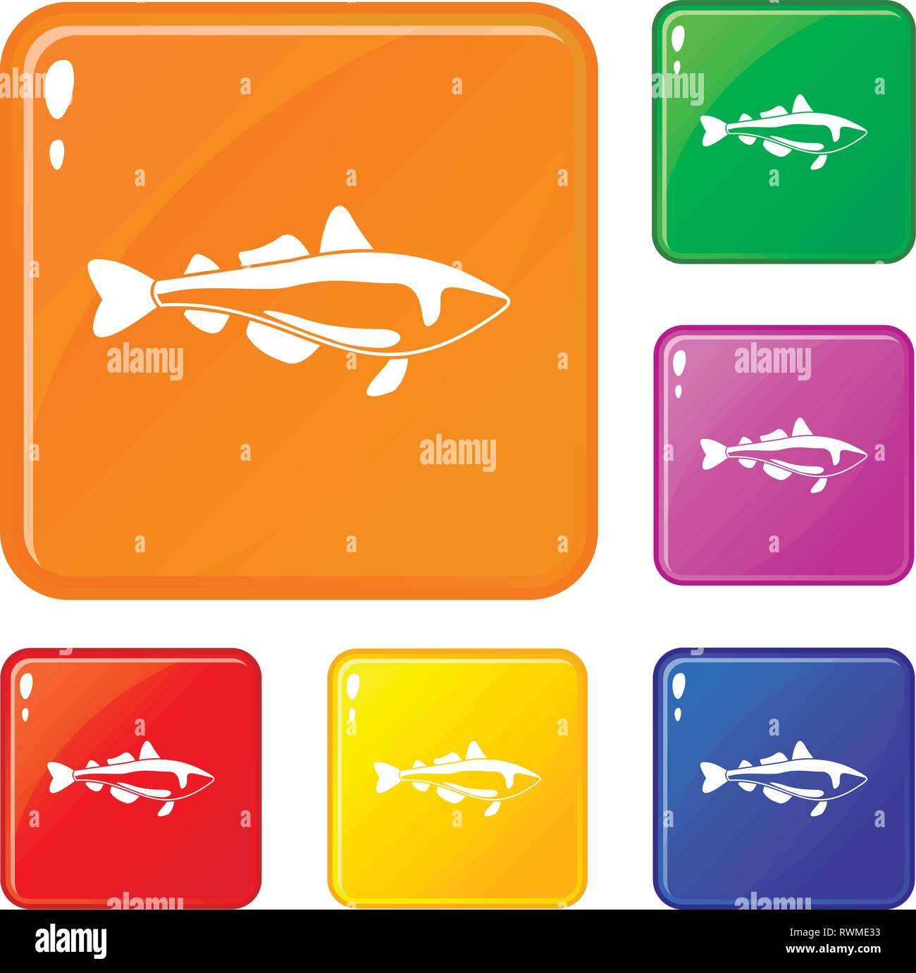 Sea fish icons set vector color Stock Vector Image & Art - Alamy